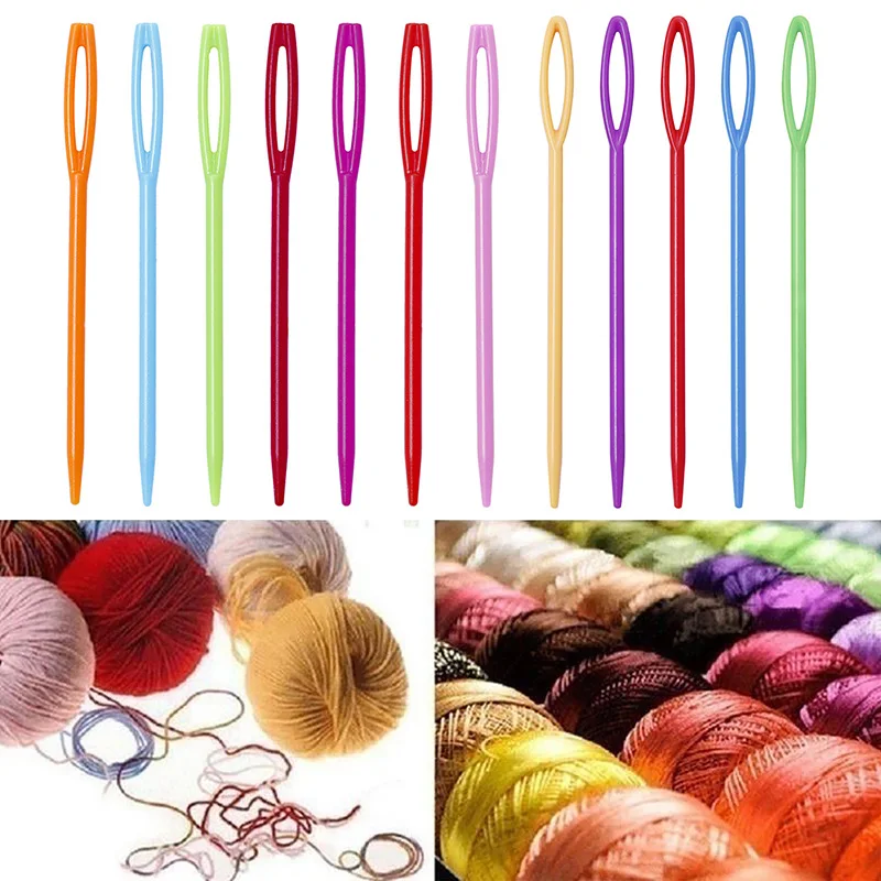 10Pcs-Plastic-Knitting-Needles-Crochet-Hooks-Mixed-Color-Sewing-Needles ...
