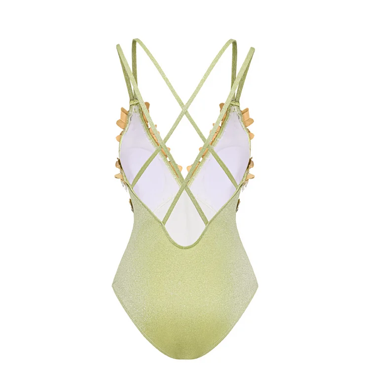 Gold Bathing Suit Sexy Plunge Neck Layered Cutout Moderate Monokini One ...