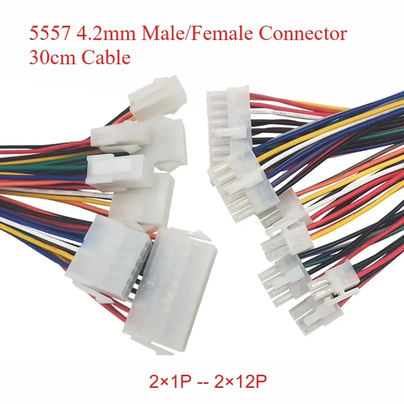 2pcs 20/30/50cm 5557 5559 2-24Pin Dual Row Micro-Fit MX4.2mm Male ...