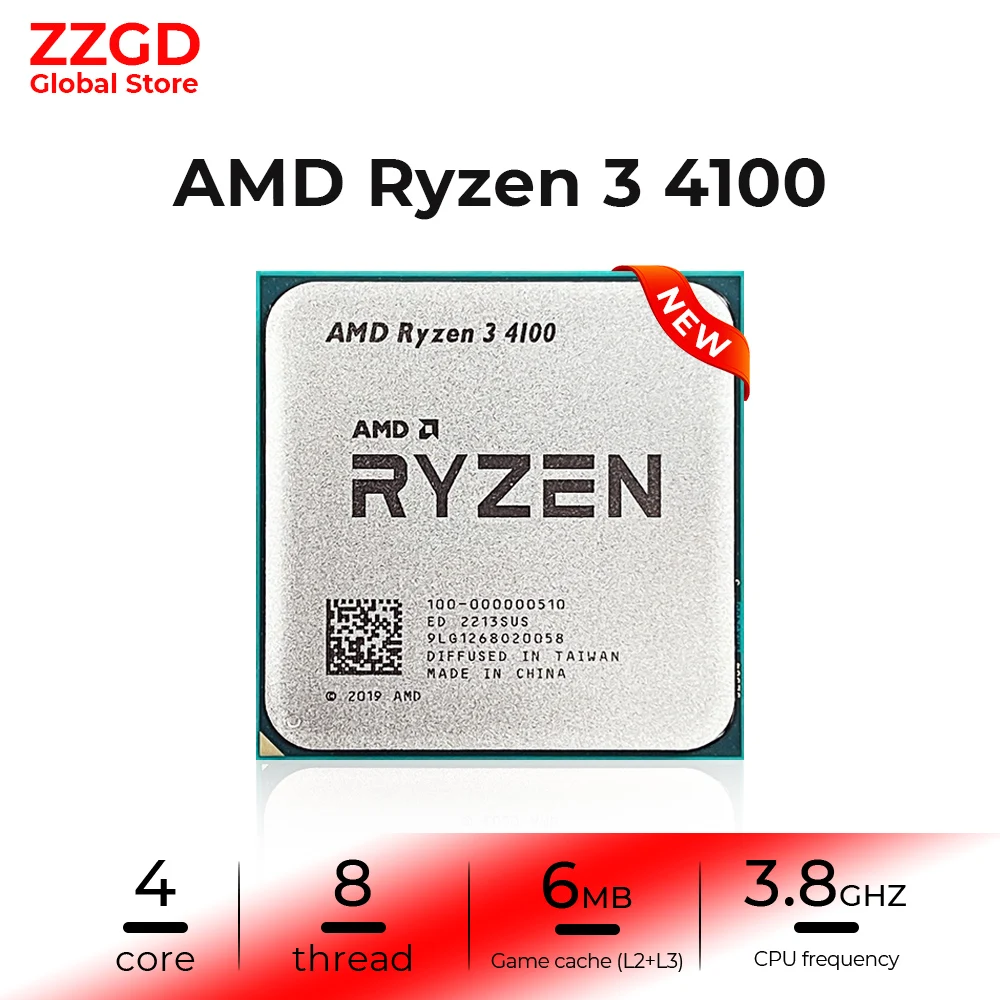 Novo amd ryzen 3 4100 r3 4100 3.8 ghz 4 núcleos 8 threads processador ...