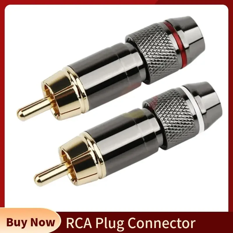 RCA-Connector-Consumer-Electronics-RCA-Plug-Male-Audio-Jack-Gold-Plated-Copper-Screw-Lock-For ...