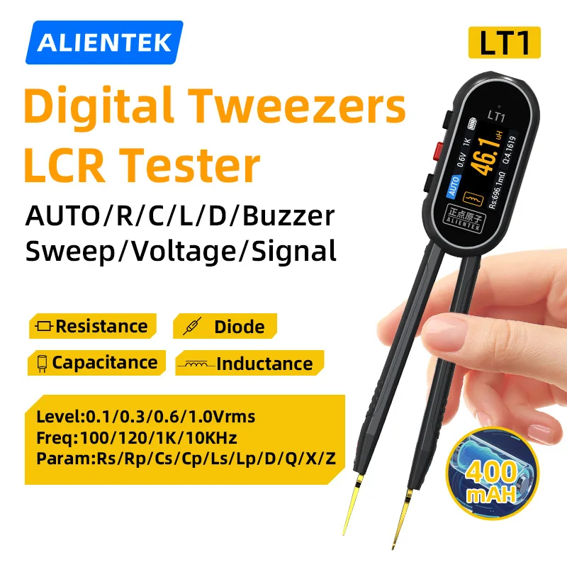 ALIENTEK LT1 Mini Smart Tweezer LCR Tester ERP ESR Tester Digital ...
