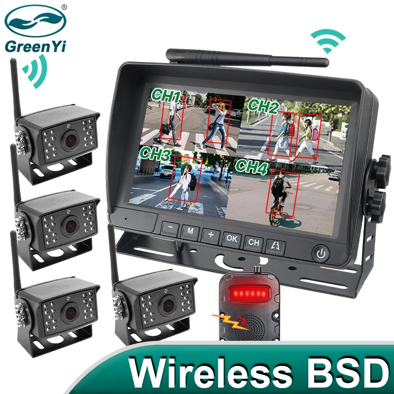 GreenYi-AHD-7-Wireless-Blind-Spot-Radar-BSD-Alarm-DVR-Record-Split ...