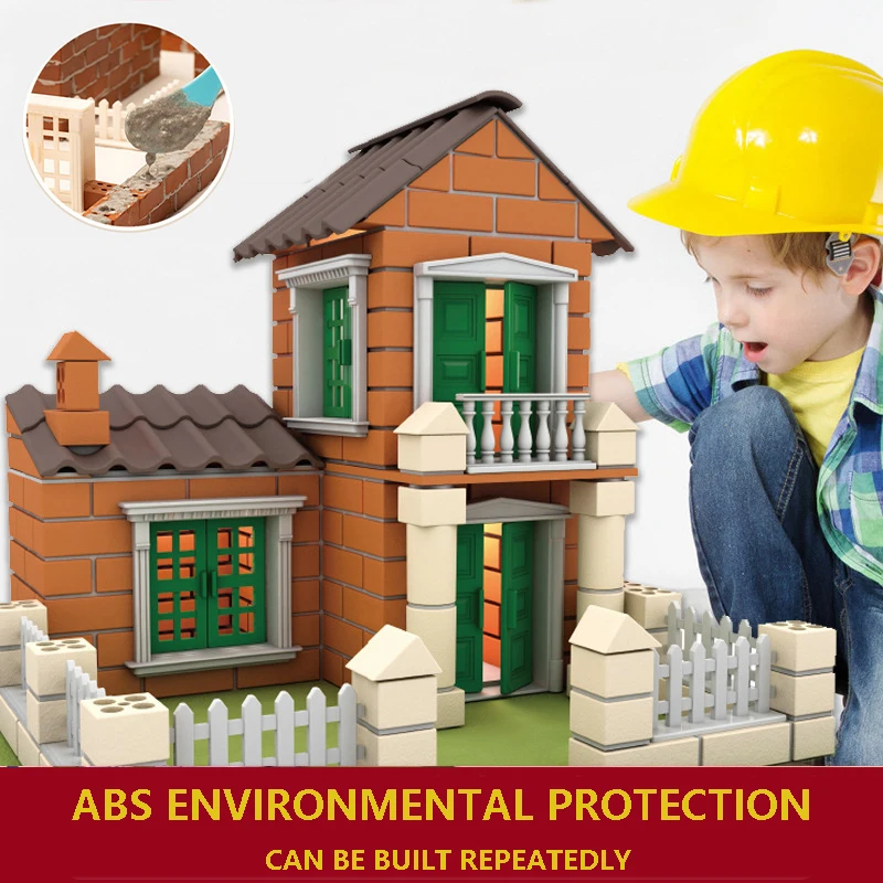 DIY-Miniature-House-Villa-Simulation-Cement-Reusable-Mini-Pile-Up-Brick ...