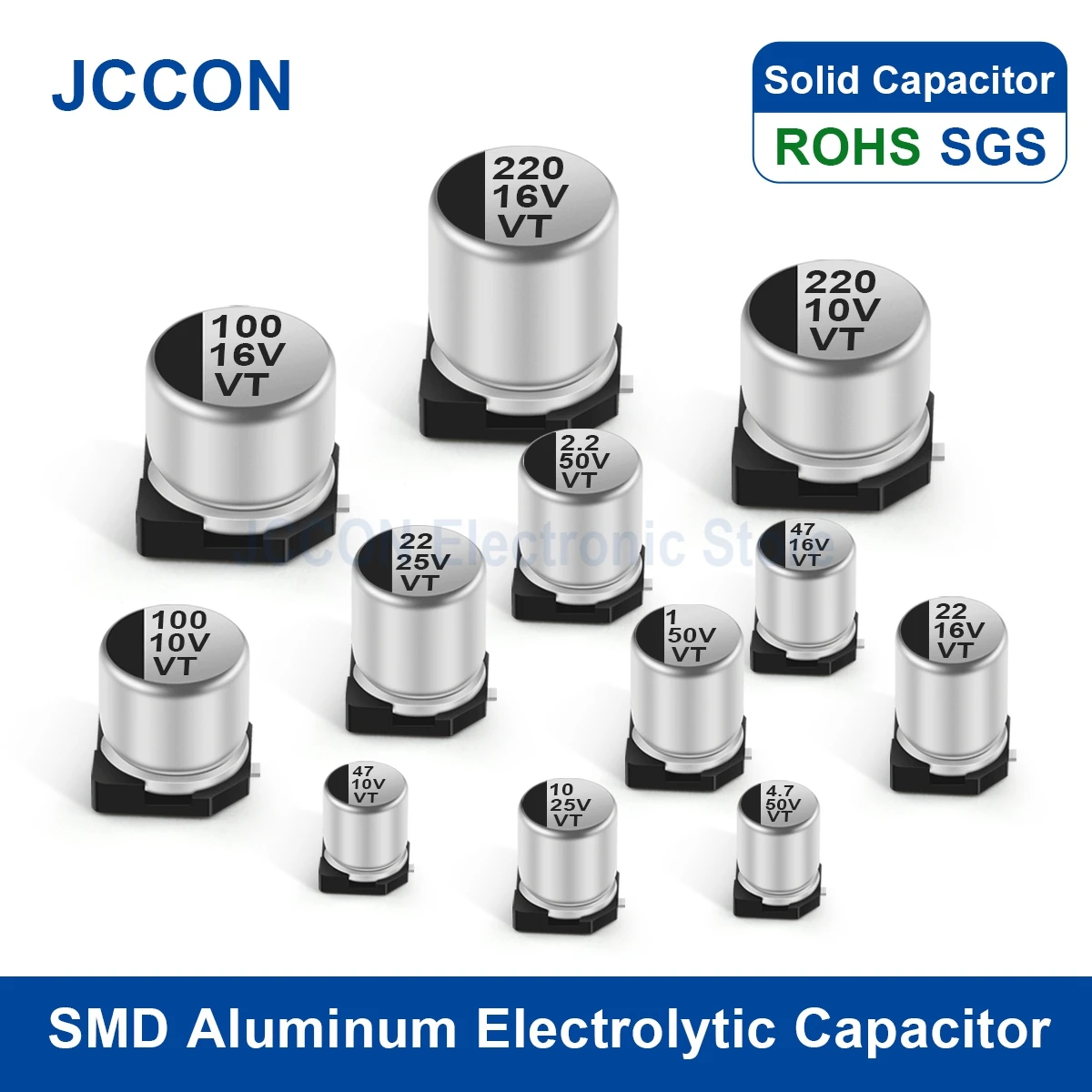 10Pcs JCCON SMD Aluminum Electrolytic Capacitor 6.3V 10V 16V 25V 35V 50V 100V 0.47UF 1UF 10UF ...