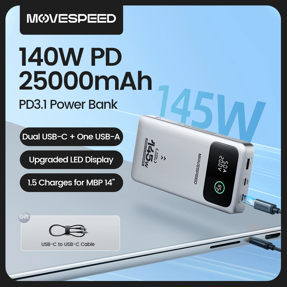 MOVESPEED-M25Pro-140W-Power-Bank-Fast-Charge-145W-Max-25000mAh-External ...