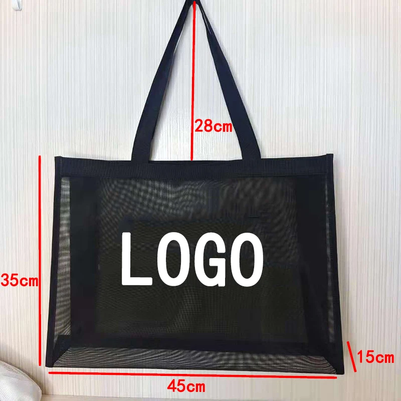 Personalized Customized Logo Nylon Mesh Shopping Bag Transparent Large ...