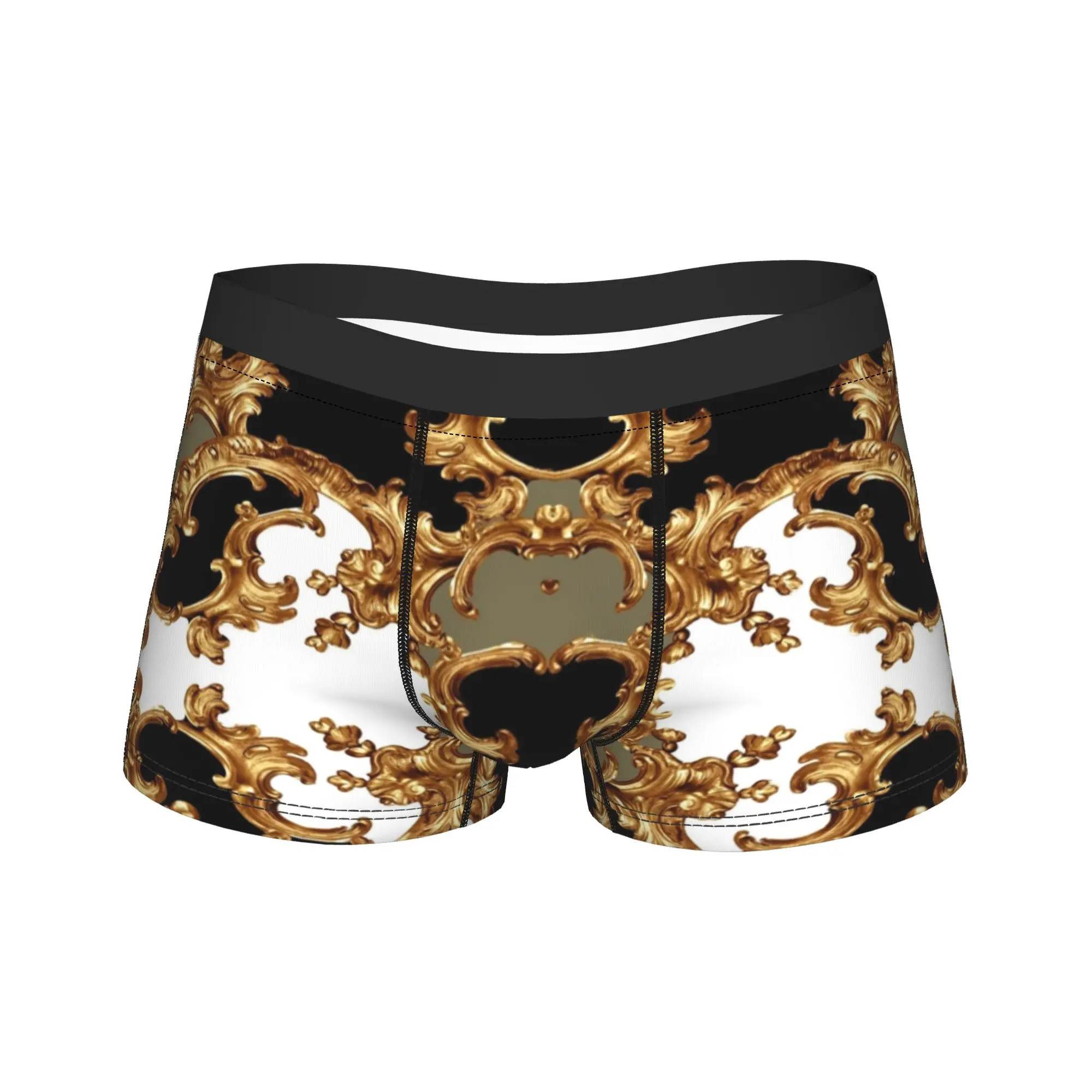 Men Golden Ornamental Baroque Symmetrical Long Underwear Greek Key ...