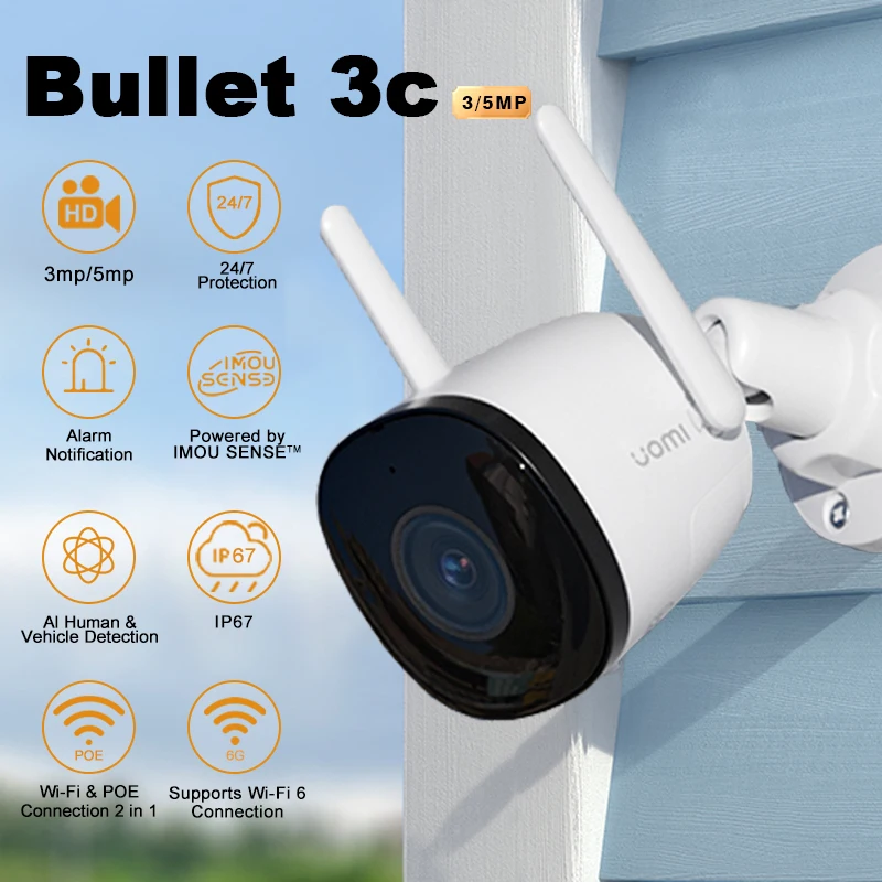 IMOU-Bullet-3C-3MP-5MP-IP-Camera-Outdoor-WIFI-Vehicle-Detection-IP67 ...