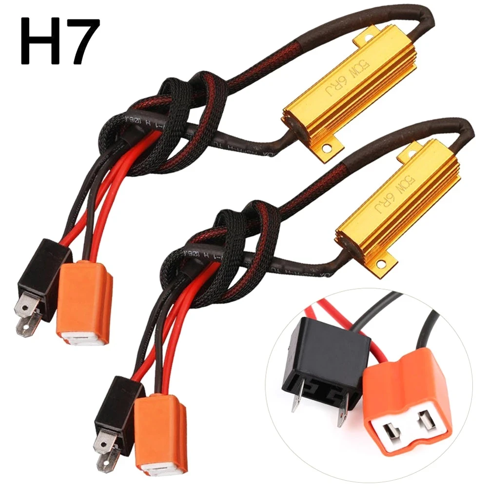 2PCS-H7-Car-LED-Canbus-Load-Resistor-Controller-Canceler-50W-6-LED ...