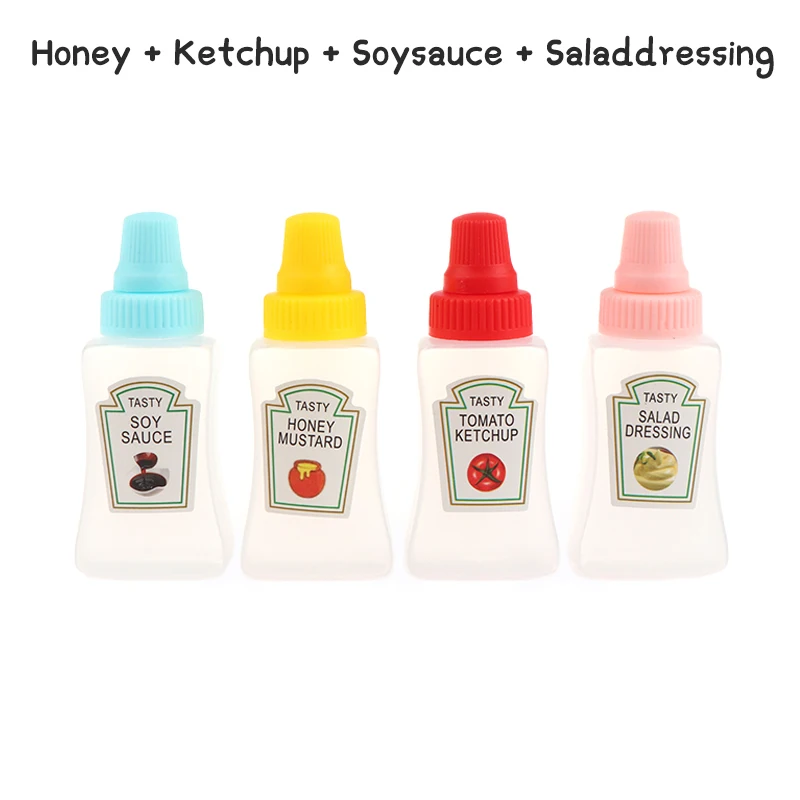1/4Pcs Mini Cute Tomato Ketchup Bottle Portable Small Sauce Container ...