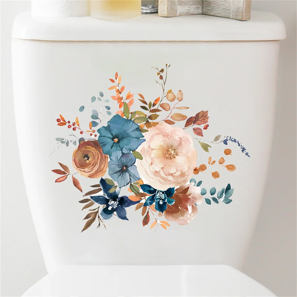 Flowers-Wall-Decals-Toilet-Seat-Lid-Stickers-Bouquet-Pattern-Toilets ...