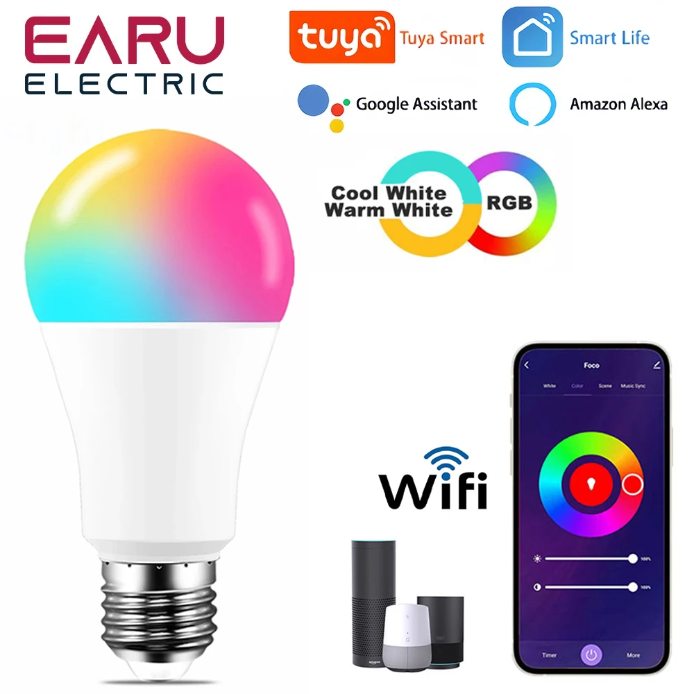 Dimmable-18W-15W-Smart-Led-Light-Bulb-RGB-CCT-E27-Tuya-WiFi-Smart-Home ...