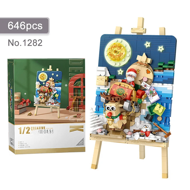 Mini-Painting-Building-Blocks-Christmas-Sleigh-Model-Fun-Assembling-Toy ...