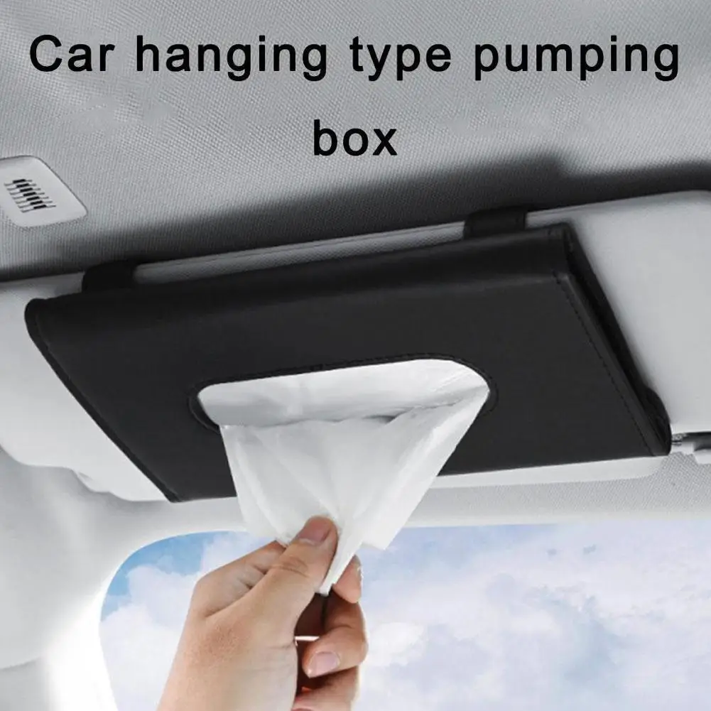 Car-Mounted-Tissue-Bag-Car-Tissue-Box-PU-Leather-Car-Sun-Visor-Hanging ...