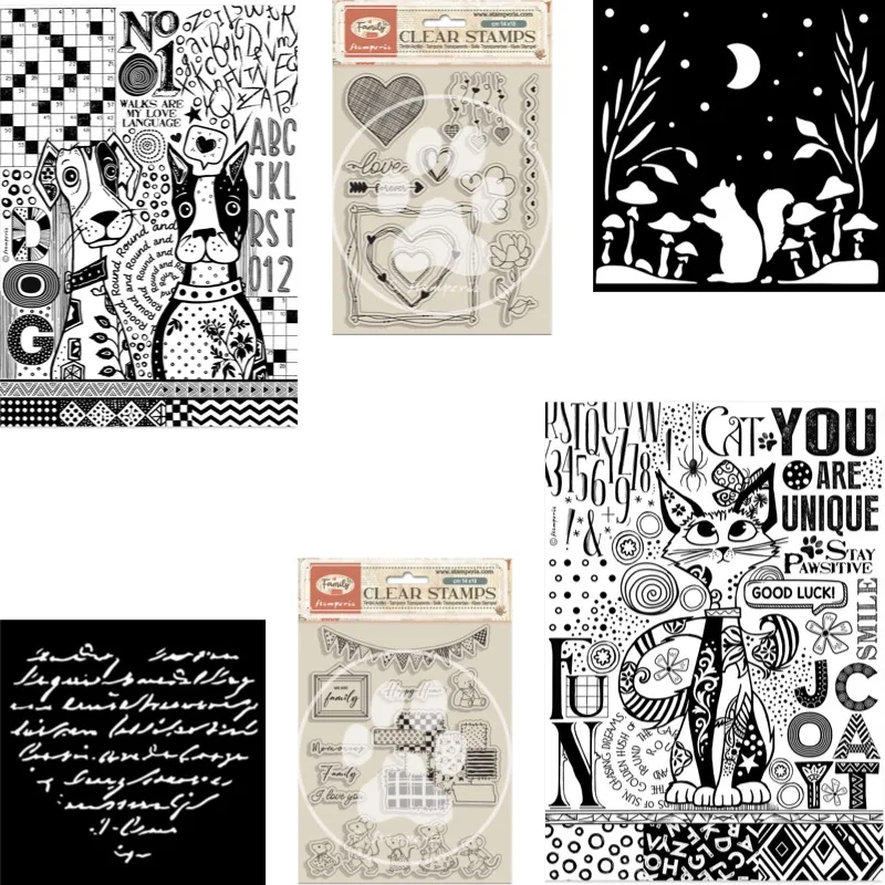 Small Flowers Patchwork House Clear Silicone Stamps and Stencil for DIY ...
