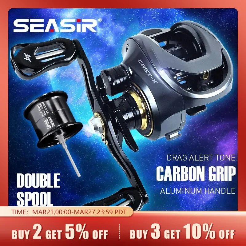SEASIR Cast-X Baitcasting Reel 7.3:1 HS Gear Ratio Aluminum Double ...