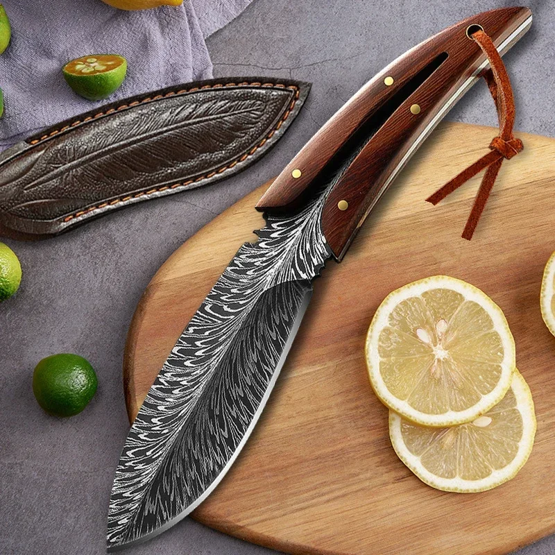 Feather Pattern Blade Fixed Blade Camping Utility Knife – Real-World ...