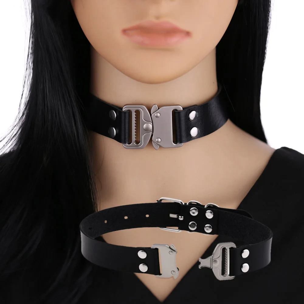Harajuku-Choker-Eye-splice-Buckle-Necklace-PU-Leather-Cosplay-Anime ...
