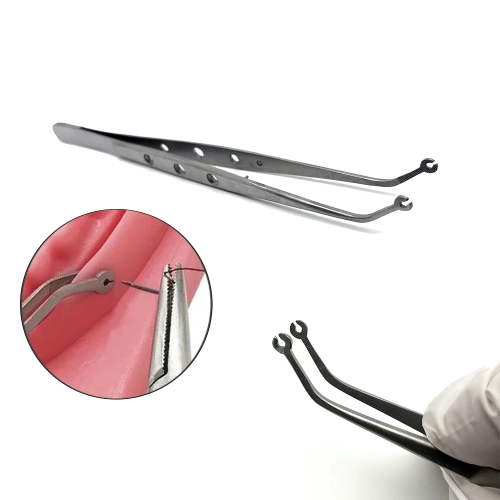 Dental-Surgical-Suture-Tweezer-Tip-With-Hole-Operation-Stitching ...