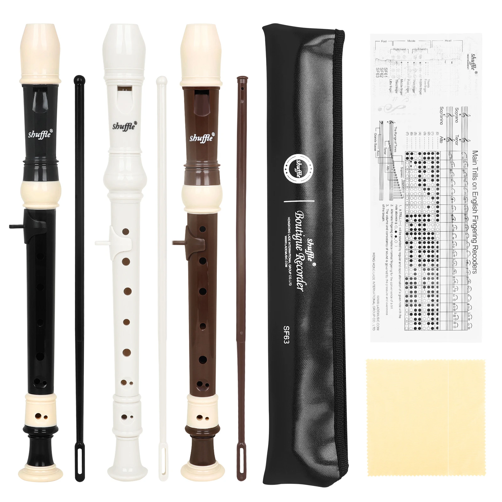 SHUFFLE Baroque Clarinet Recorder 8 Holes ABS Flute Soprano Vertical ...