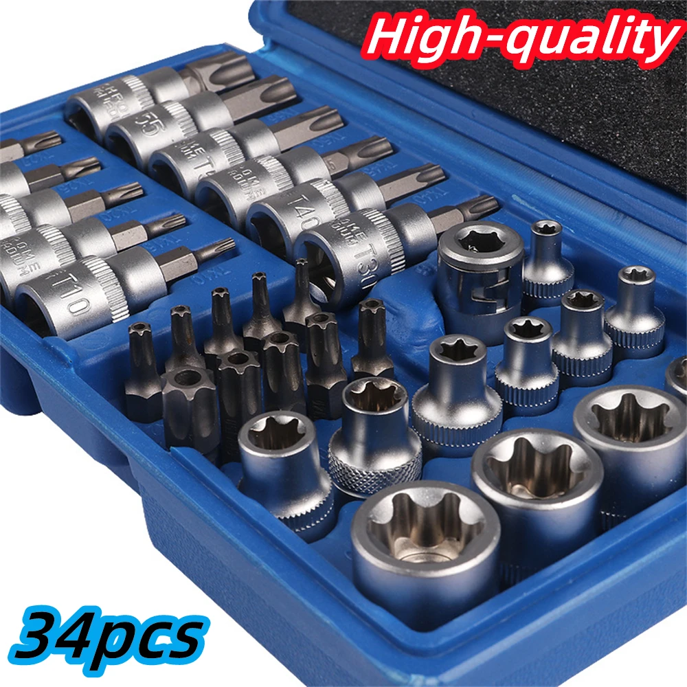 High-quality-34Pcs-Torx-Star-Sockets-Bit-Set-Male-Female-E-Security ...