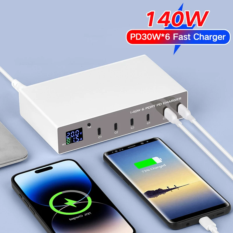 140w Multi Usb Type C Fast Charger Pd 30w Adapter For Iphone Samsung 6 ...