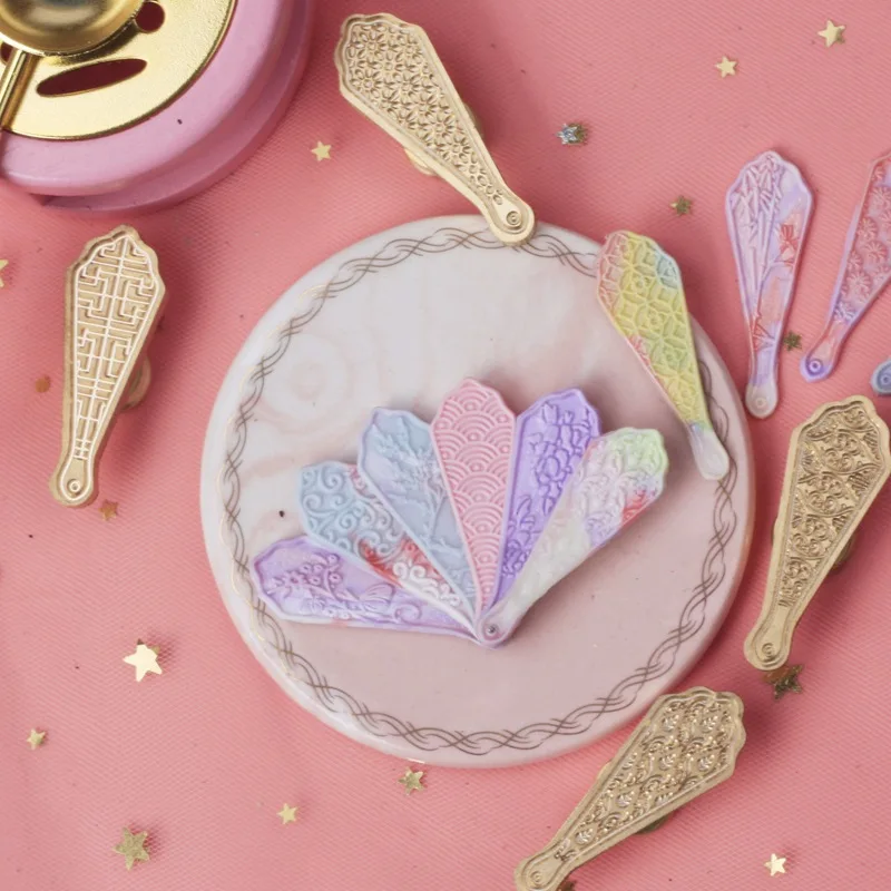 Creative-Fan-Wax-Seal-Brass-Material-Fan-Molding-Decoration-DIY ...