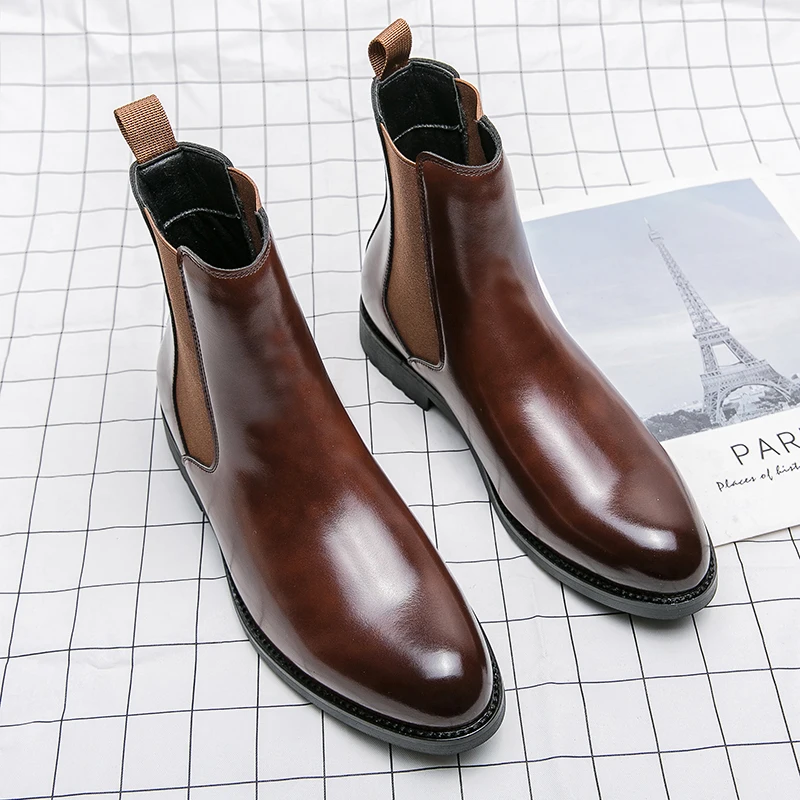 British-Style-Chelsea-Boots-Men-Mid-Calf-Dress-Shoes-Business-Formal ...