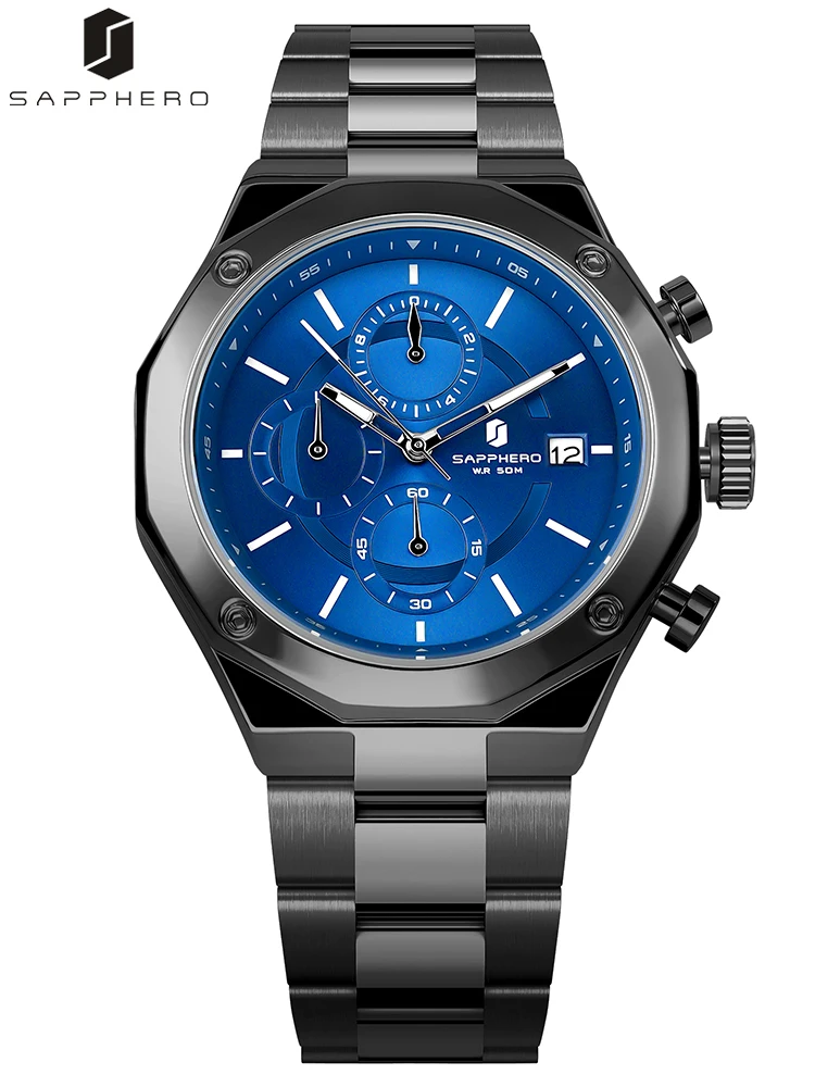 SAPPHERO-2024-style-luxury-mens-watch-stainless-steel-50M-waterproof ...