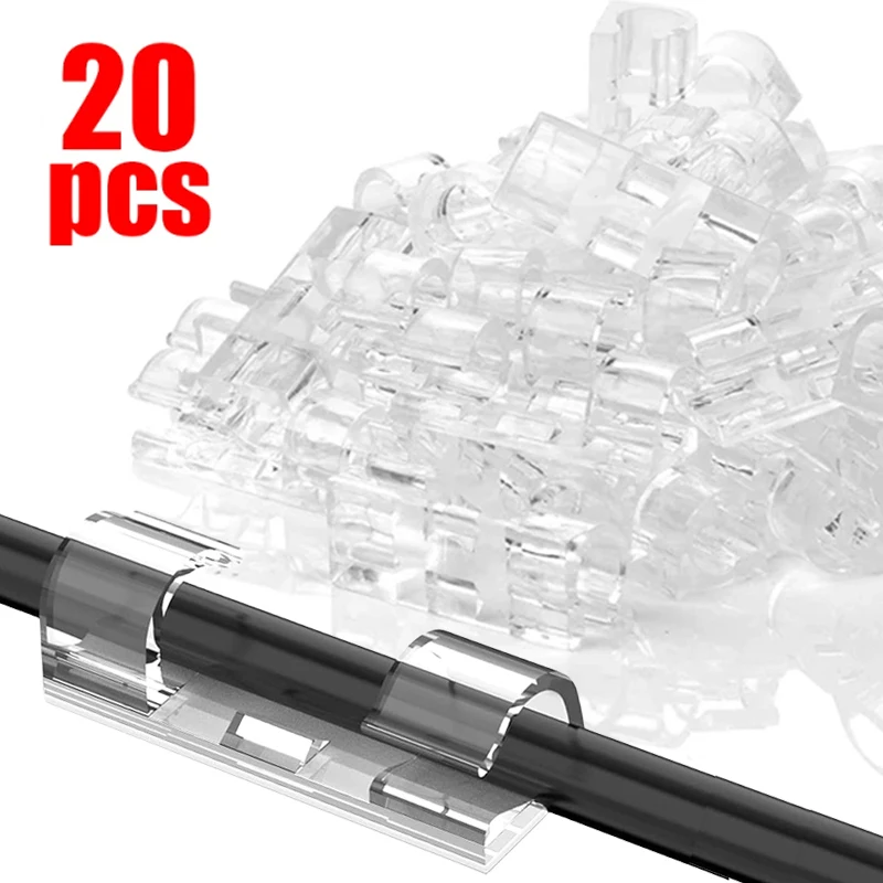 16-20PCS-Cable-Clips-Organizer-Drop-Wire-Holder-Cord-Management-Self ...