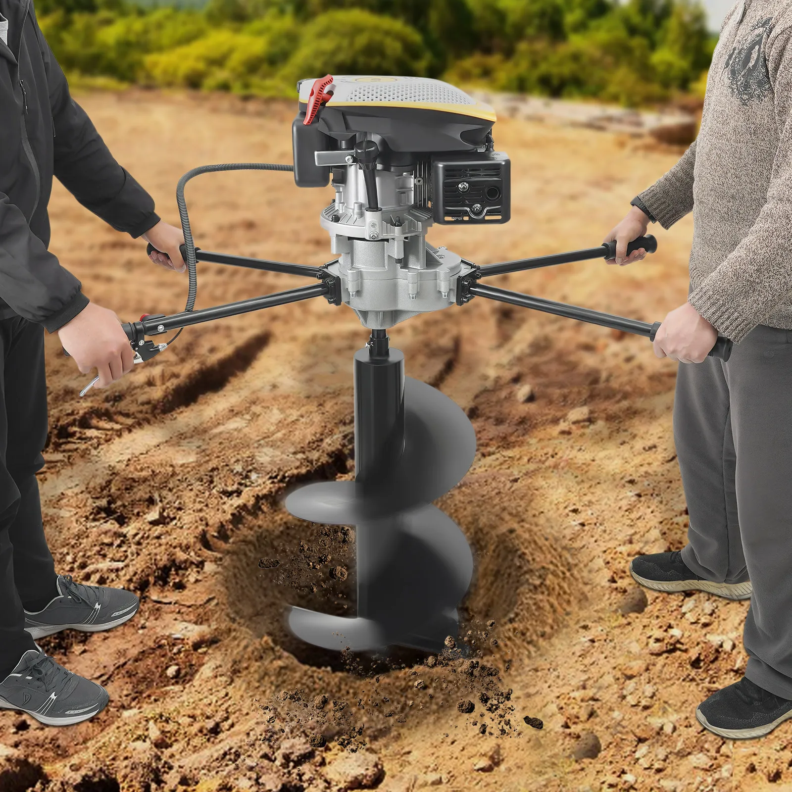 173CC-9HP-Post-Hole-Digging-Machine-4-Stroke-Petrol-Gas-Powered-Earth ...