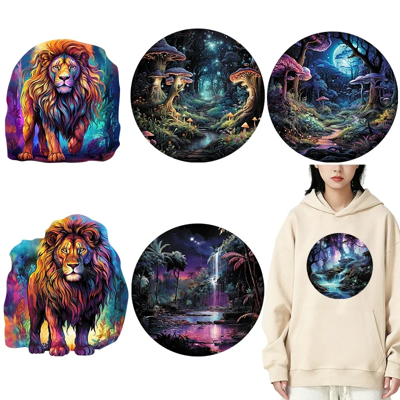 Watercolor-Fluorescent-Magic-Forest-DTF-Thermo-Sticker-Decals-Heat ...