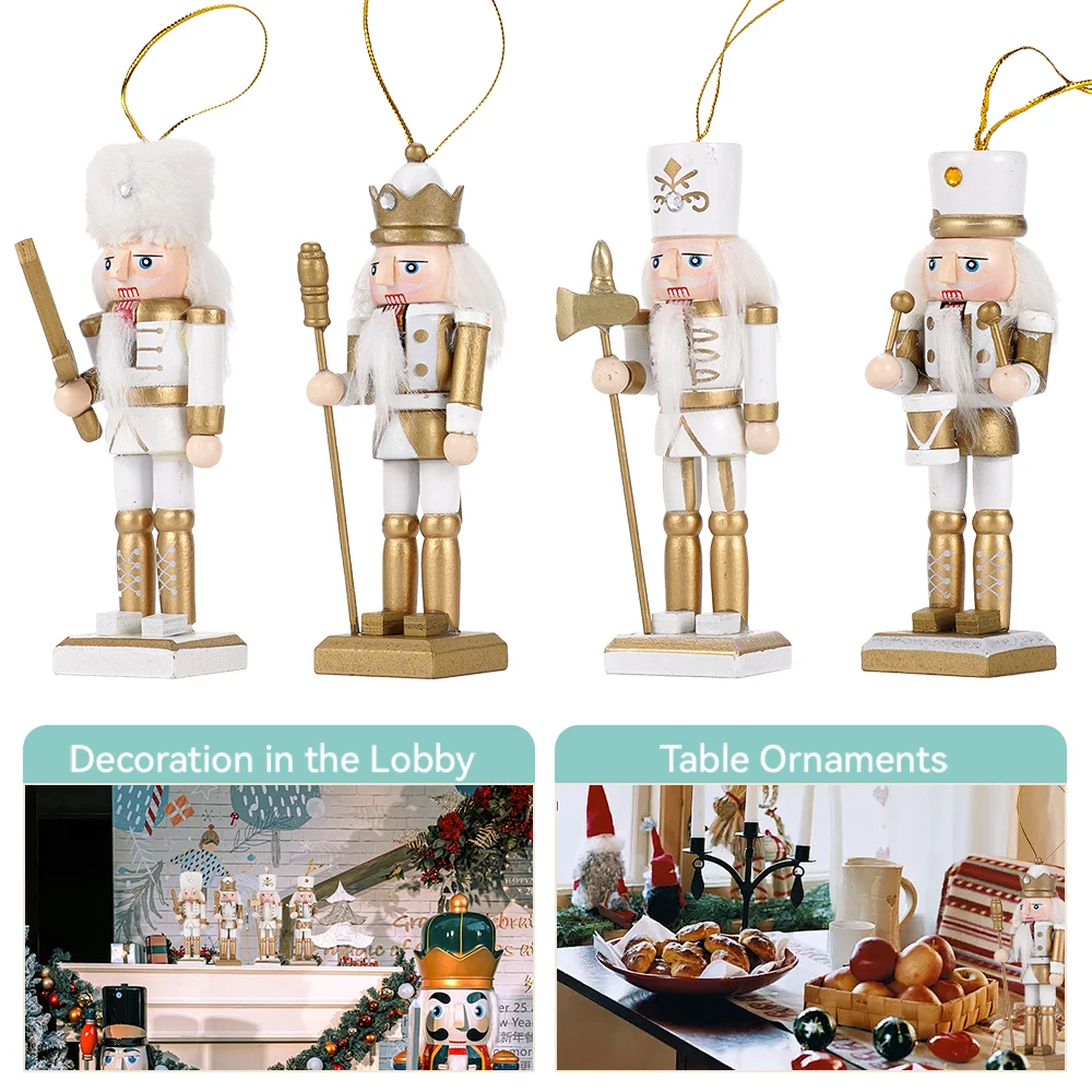 4Pcs 12CM Nutcracker Puppet Soldier Ornaments Xmas Tree Pendant Mini ...