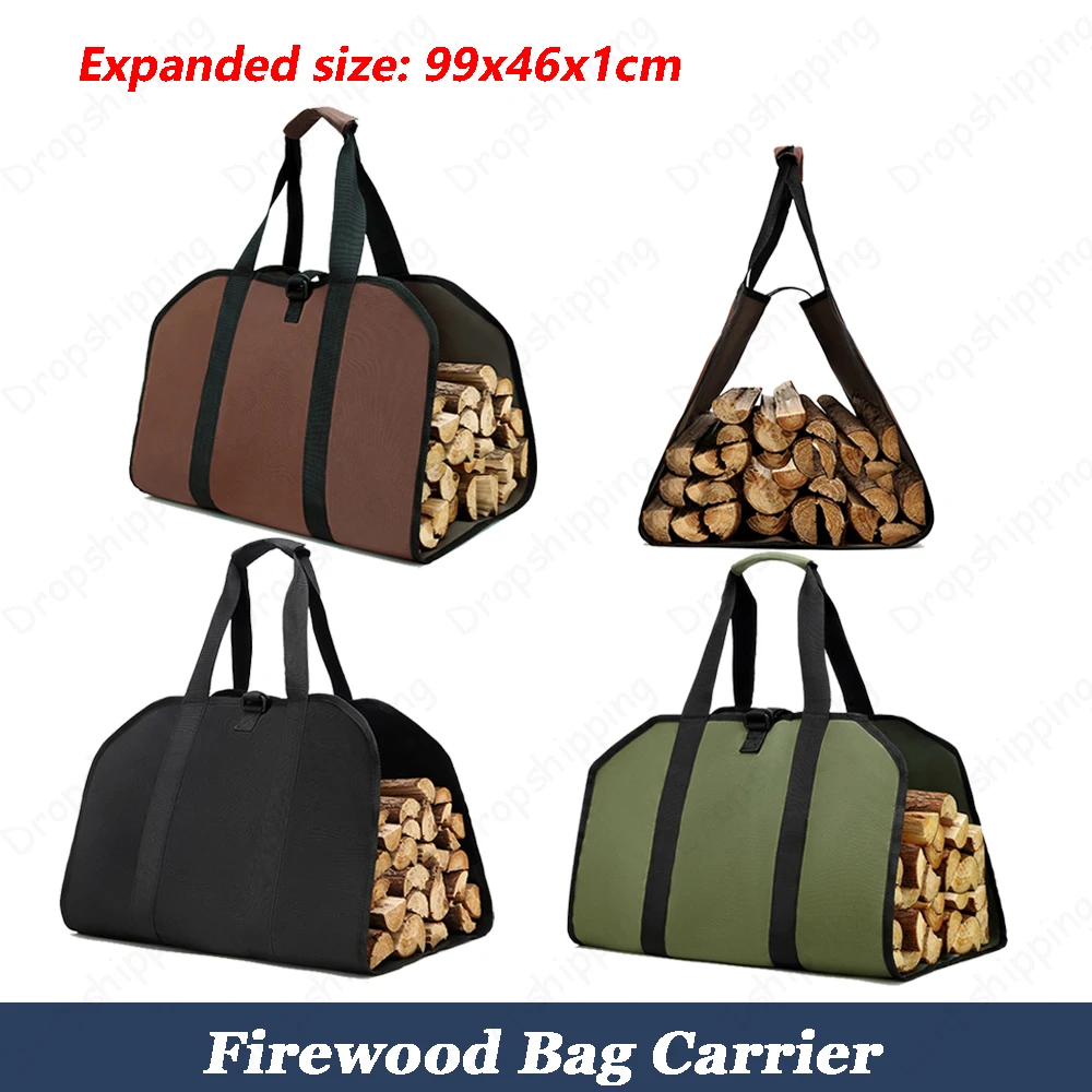 Firewood-Dacron-Bag-Log-Carrier-Tote-Storage-Bag-Fireplace-Large ...