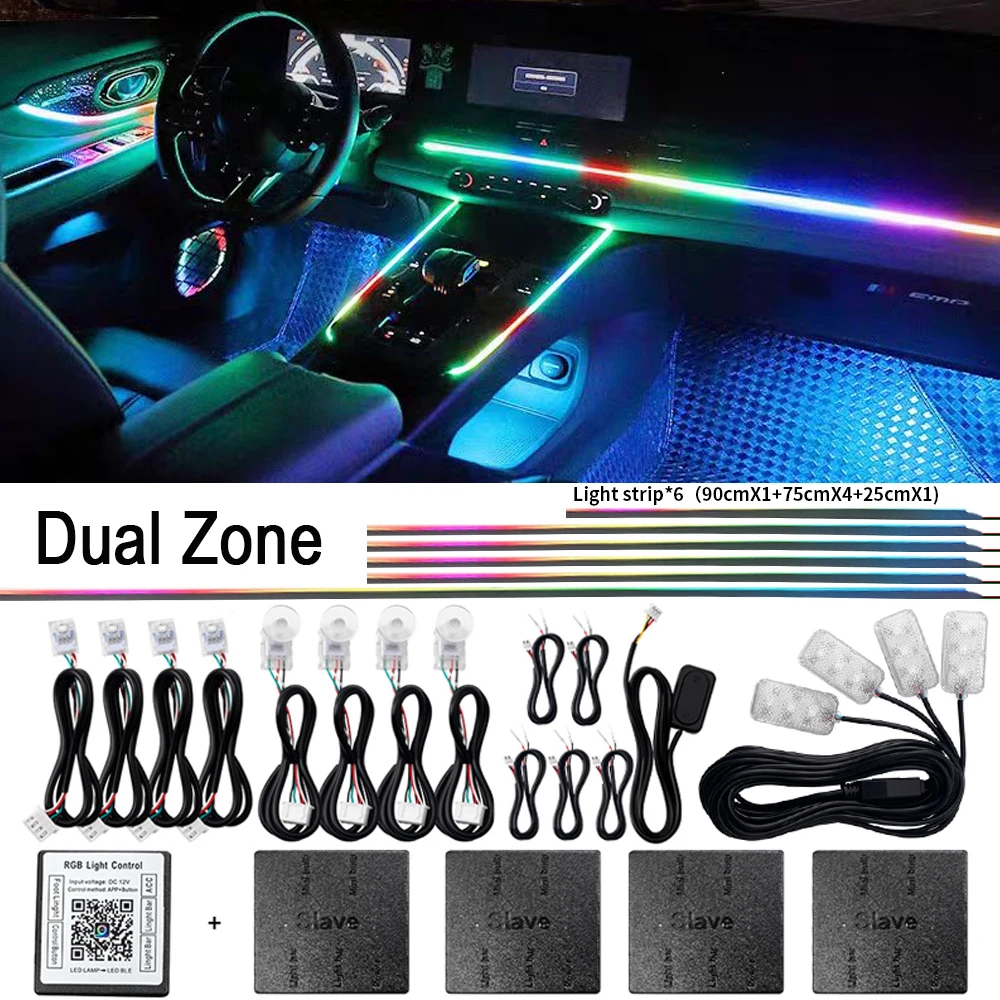 Dual-Zone-18-in-1-Led-Car-Ambient-Lights-Symphony-Streamer-213-64-Color ...