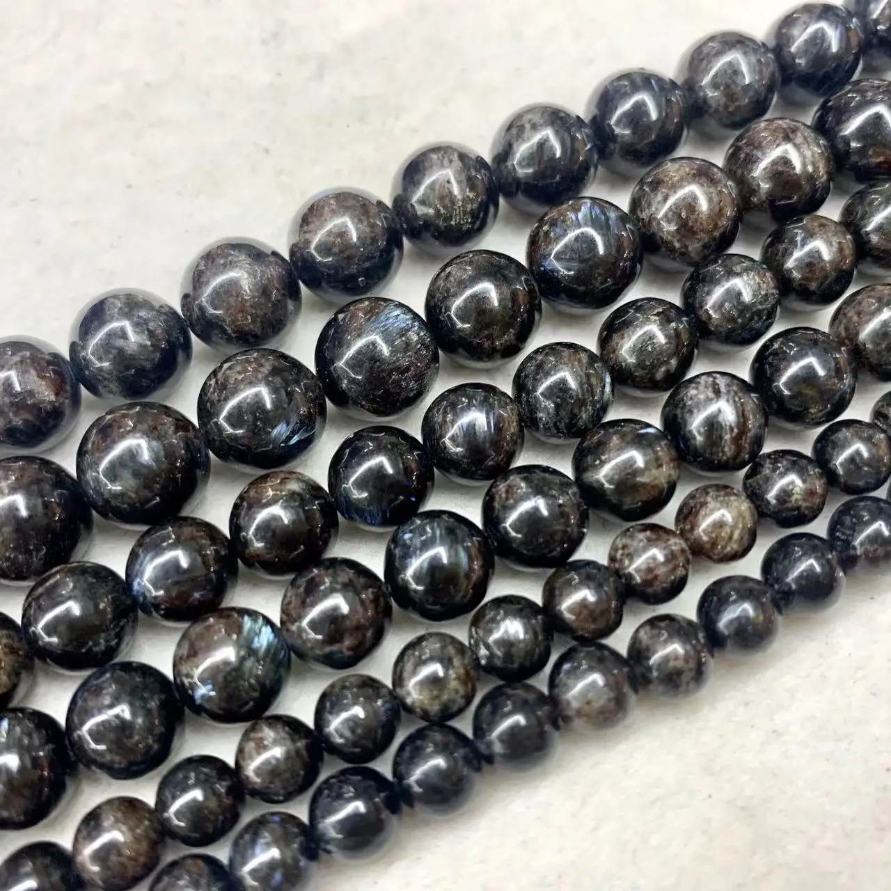 Arfvedsonite Astrophyllite Hornblende Stone Black Dragon Crystal Beads ...