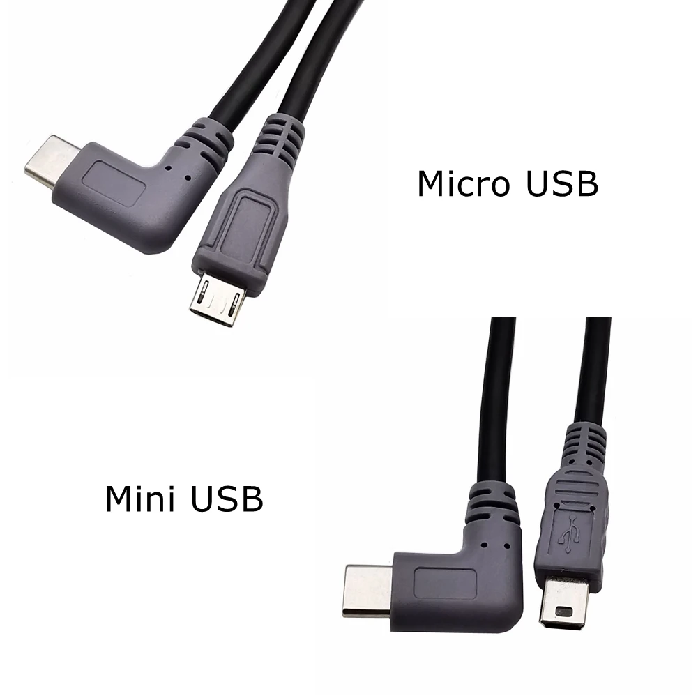 90 Degree Elbow USB 3.1 Type-C To Mini 5P / Micro USB OTG Male To Male ...