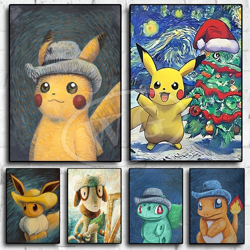 Van-Gogh-Museum-Pokemon-Anime-Figures-Pikachu-Watercolor-Painting ...
