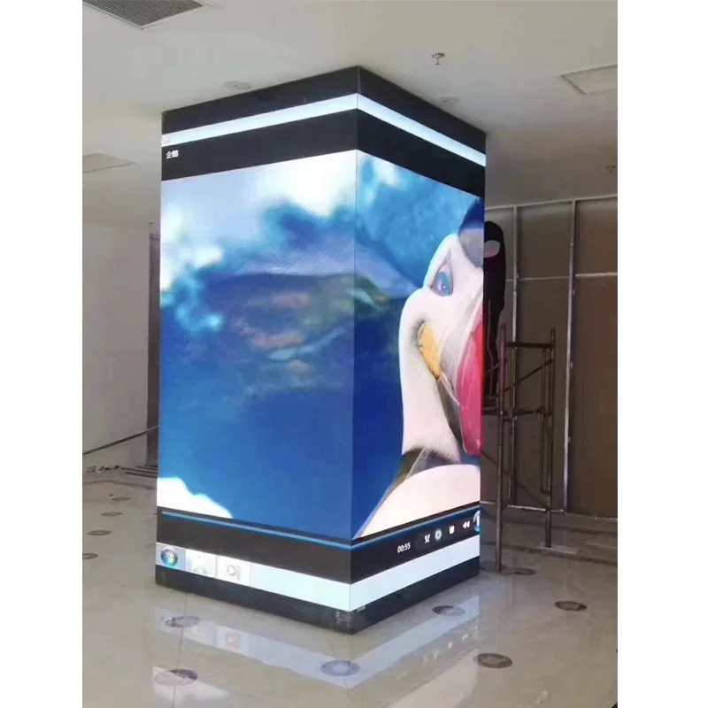 Indoor-LED-Cubes-Display-Screen-Sign-Video-Wall-90-Degree-Corner-Column ...