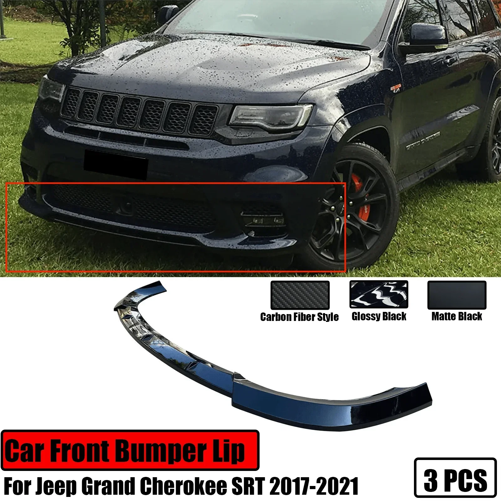 Car-Front-Bumper-Lip-For-Jeep-Grand-Cherokee-SRT-2017-2021-Trackhawk ...
