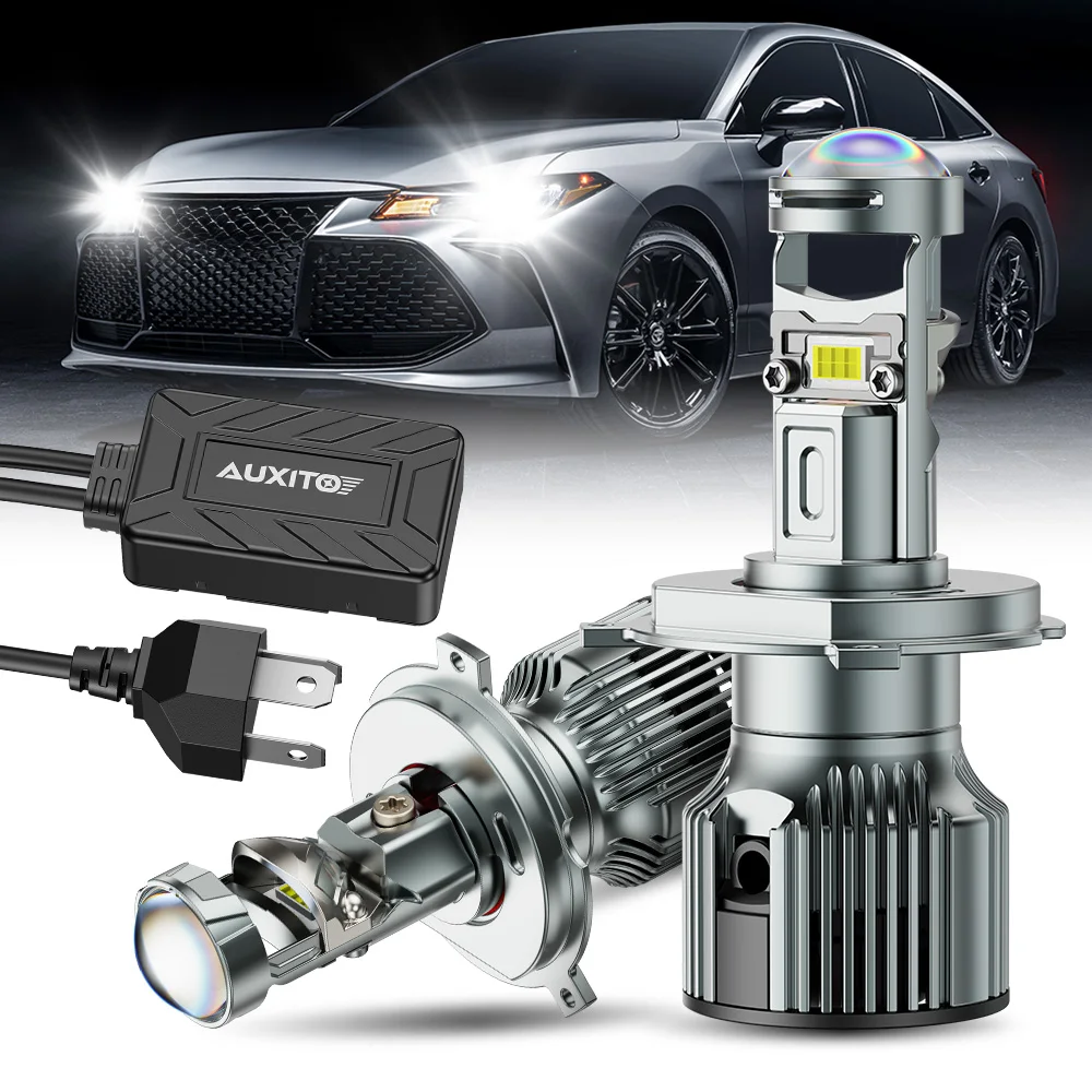 2Pcs 6500K H4 LED Headlight with Lens H7 Led Projector Car Lights Bulb ...