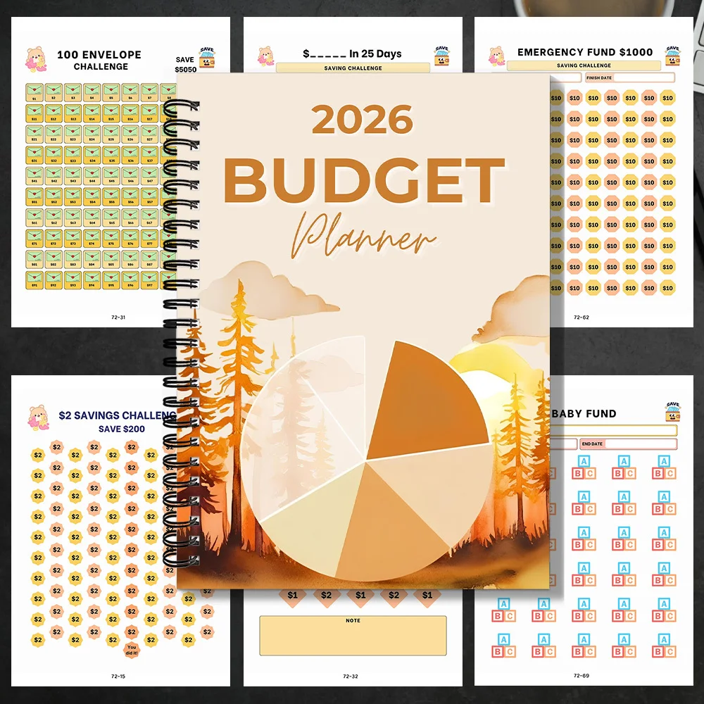1PC 2026 Budget Planner Spiral Notebook Diary, Savings Challenge ...