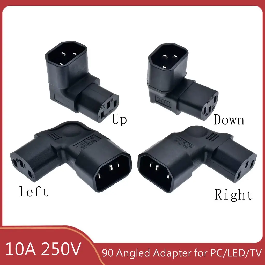 10A-3Pin-IEC-Connector-Down-UP-90-Angled-IEC-320-C14-Male-to-C13-Female ...