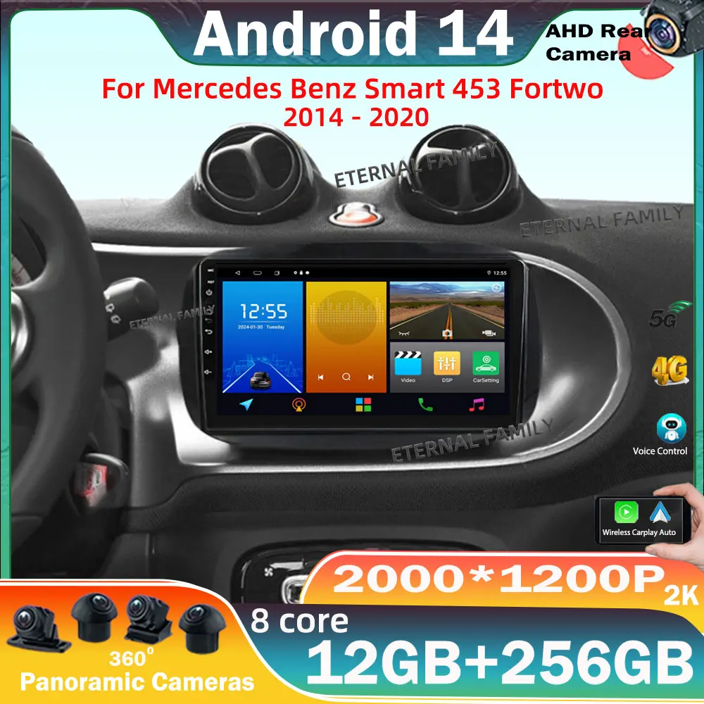 Android 14 car For Mercedes Benz Smart 453 Fortwo 2014-2020 Multimedia ...