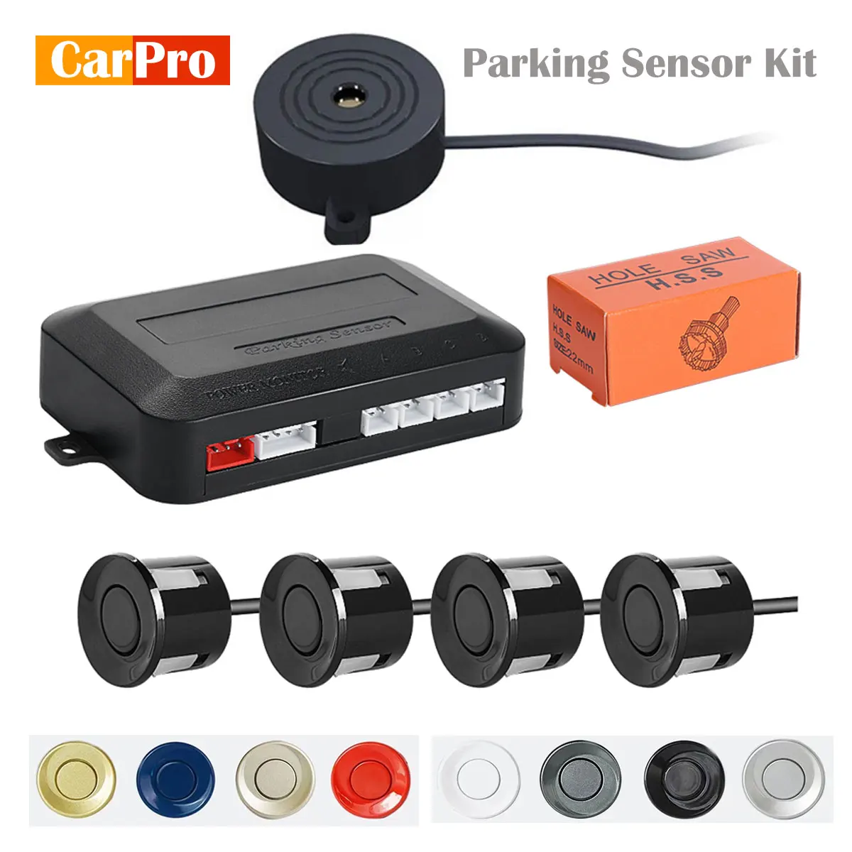 CarPro 12V 22mm Car Parking Sensor Kit Universal 4 Buzzer Reverse ...