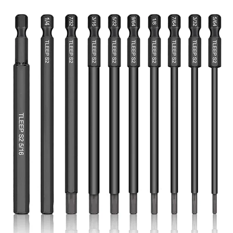 10pcs-Hex-Head-Allen-Wrench-Drill-Bits-Set-100mm-Long-Allen-Screwdriver ...