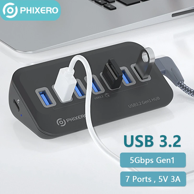 Phixero Usb 3.2 Docking Station Hub Type C Splitter Adapter Multi Ports ...