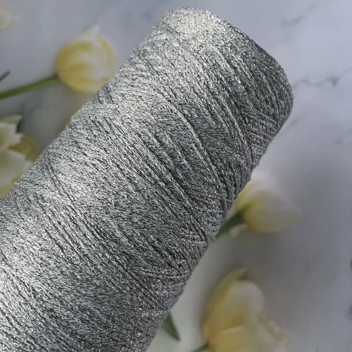 250g Shiny Yarn Gold Silver Silk Hollow Metallized Yarn Skein Thick ...