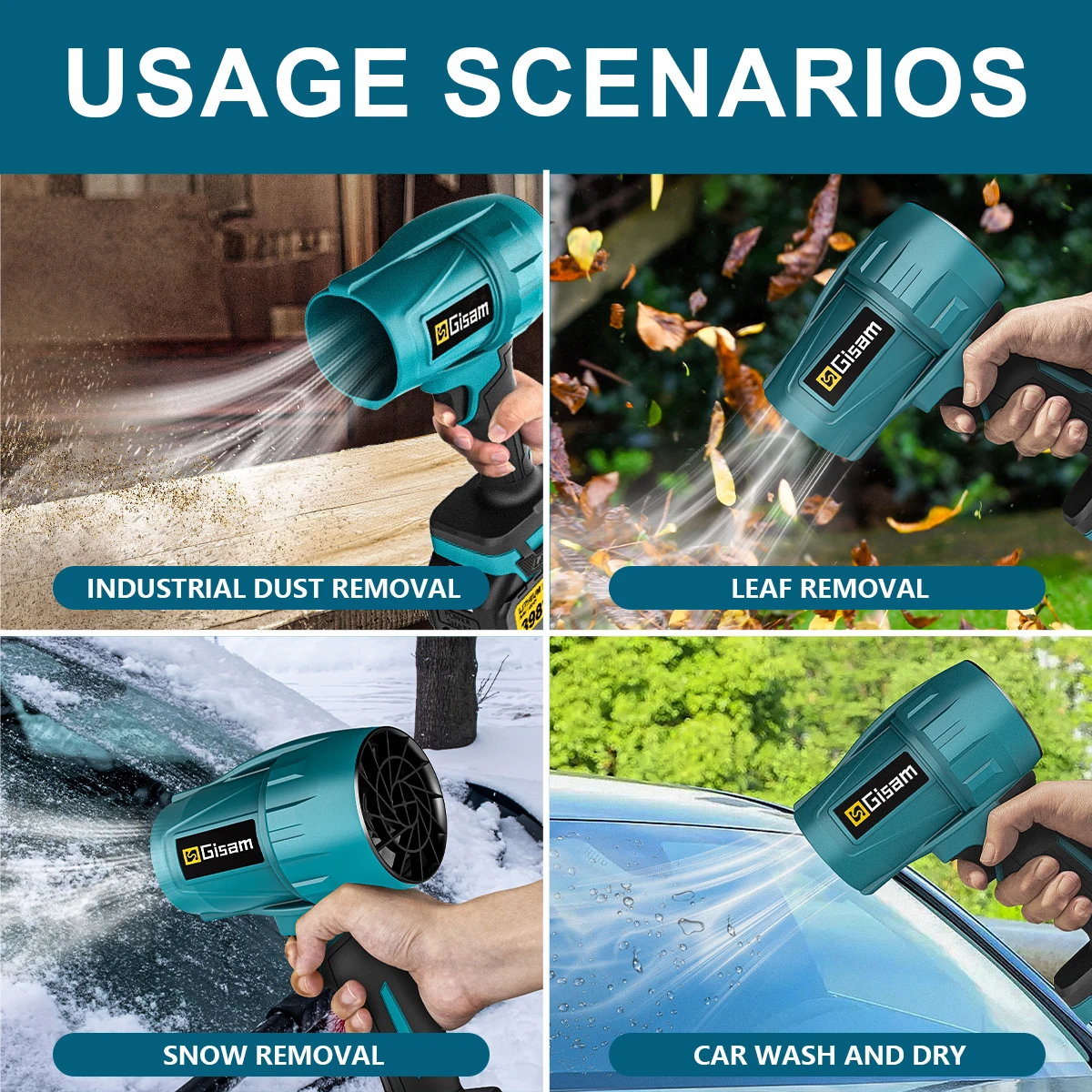GISAM Brushless Electric Blower, 200M/S turbo jet fan, handheld violent ...